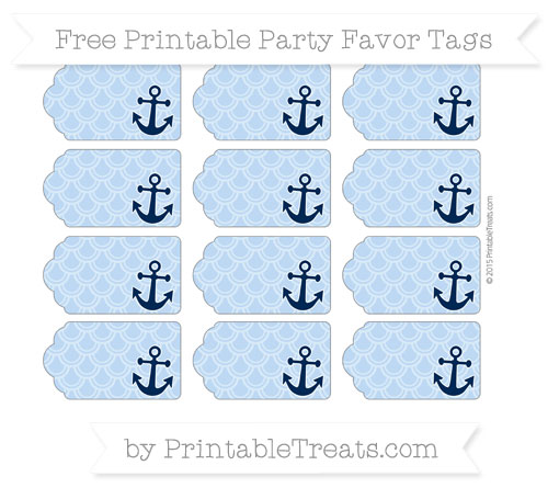 Pastel Blue Fish Scale Pattern Nautical Party Favor Tags — Printable ...