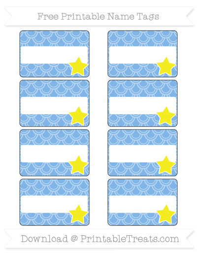 Free Pastel Blue Fish Scale Pattern Star Name Tags — Printable Treats.com