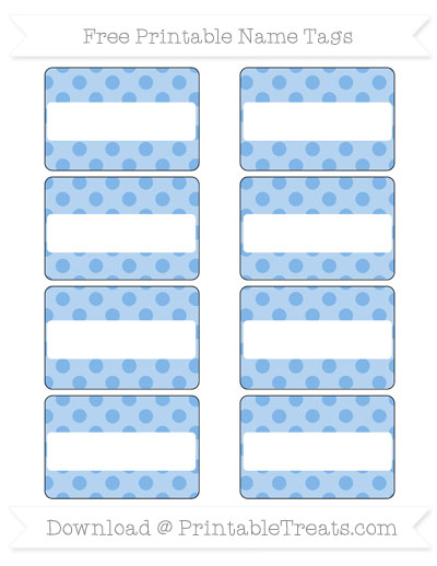 Free Pastel Blue Polka Dot Simple Name Tags — Printable Treats.com