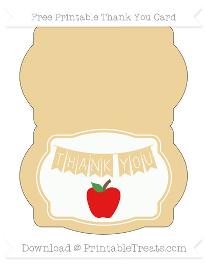 Pastel Bright Orange Apple Thank You Card — Printable Treats.com