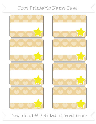 Free Pastel Bright Orange Heart Pattern Star Name Tags — Printable ...