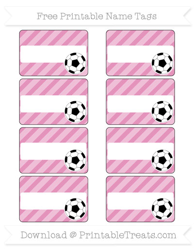 Free Pastel Bubblegum Pink Diagonal Striped Soccer Name Tags ...