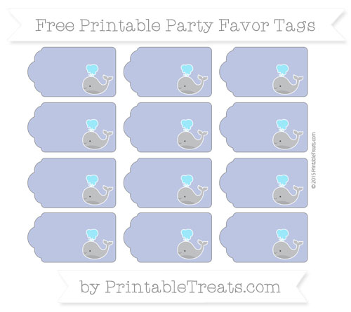 Pastel Dark Blue Whale Party Favor Tags — Printable Treats.com