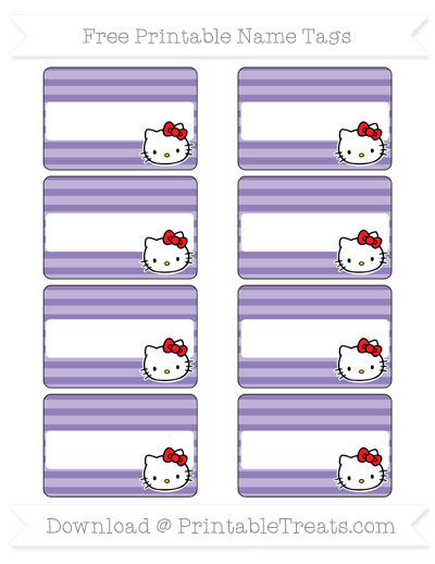 Free Pastel Dark Plum Horizontal Striped Hello Kitty Name Tags ...