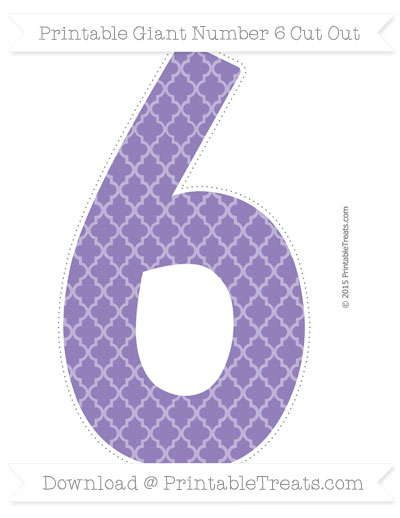 Pastel Dark Plum Moroccan Tile Giant Number 6 Cut Out — Printable ...