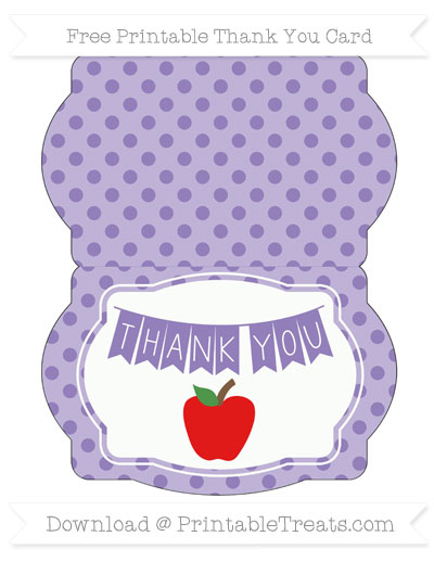 Pastel Dark Plum Polka Dot Apple Thank You Card — Printable Treats.com