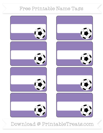 Free Pastel Dark Plum Soccer Name Tags — Printable Treats.com