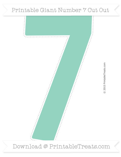 Pastel Green Giant Number 7 Cut Out — Printable Treats.com