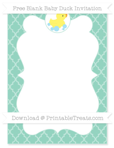 Free Pastel Green Moroccan Tile Blank Baby Duck Invitation — Printable ...