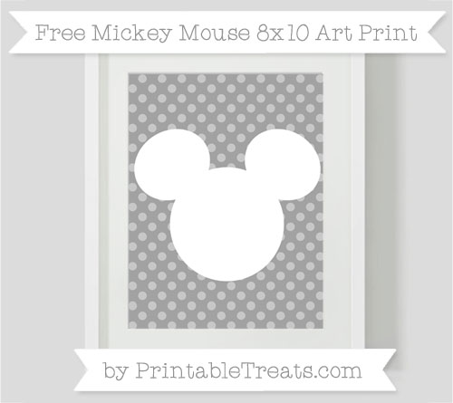 Free Pastel Grey Dotted Pattern Mickey Mouse 8×10 Art Print — Printable ...