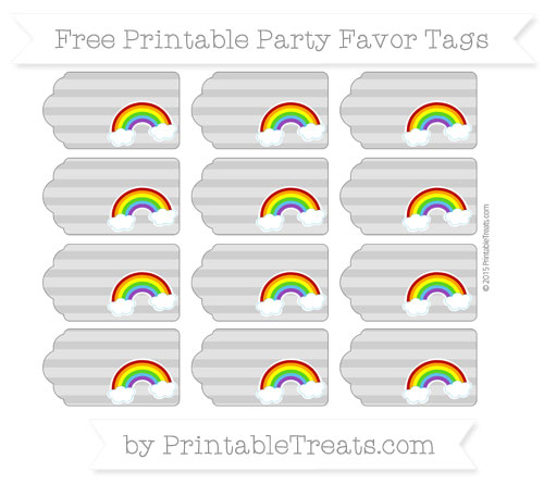 Pastel Grey Horizontal Striped Rainbow Party Favor Tags — Printable ...