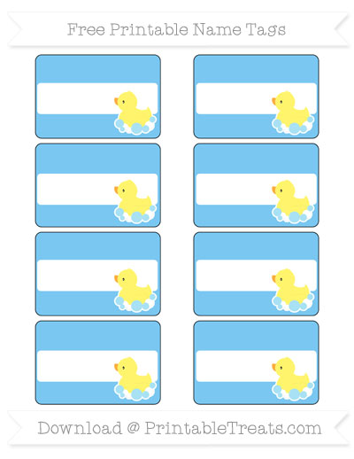 Free Pastel Light Blue Baby Duck Name Tags — Printable Treats.com