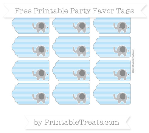 Pastel Light Blue Horizontal Striped Elephant Party Favor Tags ...