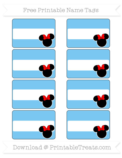 Free Pastel Light Blue Minnie Mouse Name Tags — Printable Treats.com