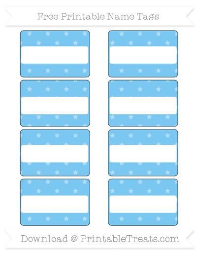 Free Pastel Light Blue Star Pattern Simple Name Tags — Printable Treats.com