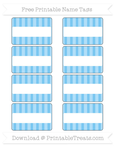 Free Pastel Light Blue Striped Simple Name Tags — Printable Treats.com