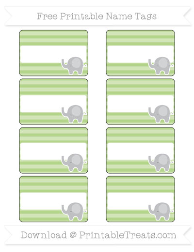 Free Pastel Light Green Horizontal Striped Elephant Name Tags ...