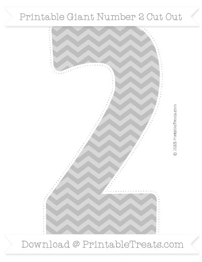 Pastel Light Grey Chevron Giant Number 2 Cut Out — Printable Treats.com