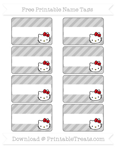 Free Pastel Light Grey Diagonal Striped Hello Kitty Name Tags ...