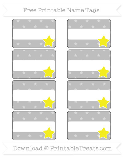 Free Pastel Light Grey Star Pattern Star Name Tags — Printable Treats.com