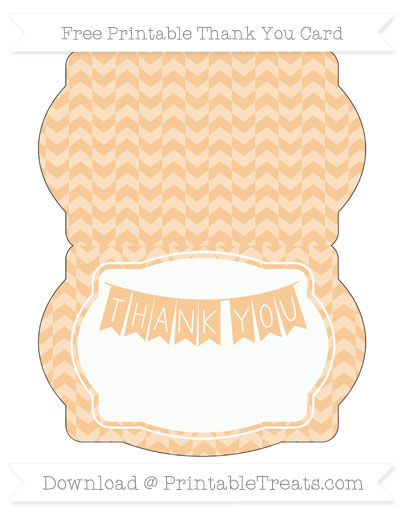 Pastel Light Orange Herringbone Pattern Thank You Card — Printable ...