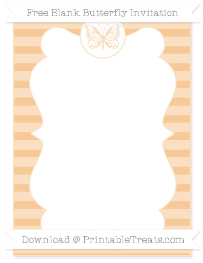 Free Pastel Light Orange Horizontal Striped Blank Butterfly Invitation ...