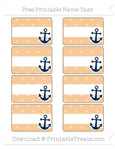 Free Pastel Light Orange Star Pattern Nautical Name Tags — Printable ...