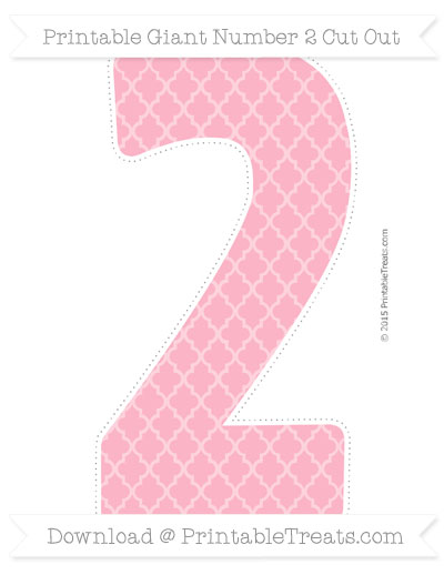 Pastel Light Pink Moroccan Tile Giant Number 2 Cut Out — Printable ...