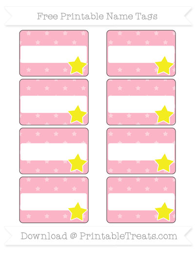 Free Pastel Light Pink Star Pattern Star Name Tags — Printable Treats.com