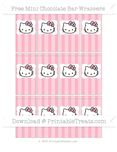 Free Pastel Light Pink Striped Hello Kitty Mini Chocolate Bar Wrappers ...
