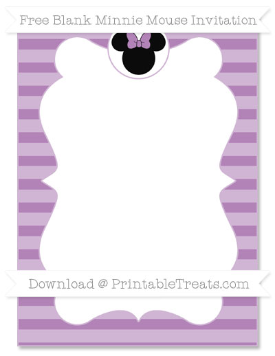 Free Pastel Light Plum Horizontal Striped Blank Minnie Mouse Invitation ...