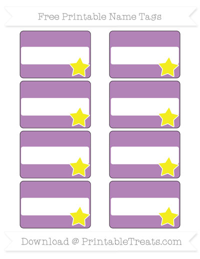 Free Pastel Light Plum Star Name Tags — Printable Treats.com