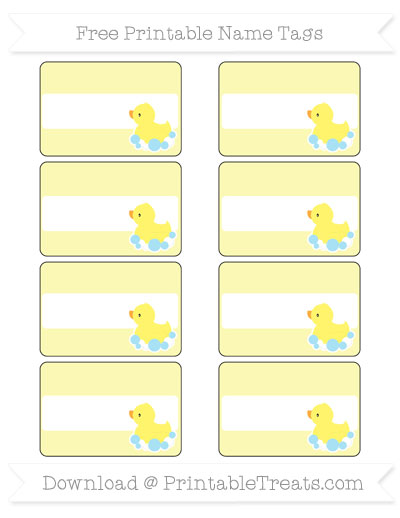 Free Pastel Light Yellow Baby Duck Name Tags — Printable Treats.com