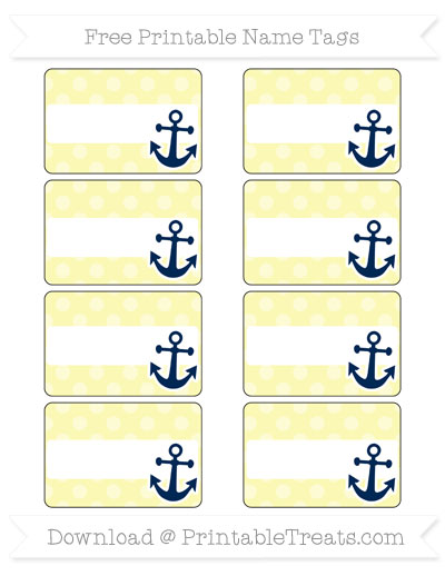 Free Pastel Light Yellow Dotted Pattern Nautical Name Tags — Printable ...
