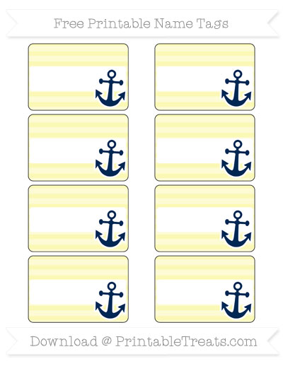 Free Pastel Light Yellow Horizontal Striped Nautical Name Tags ...