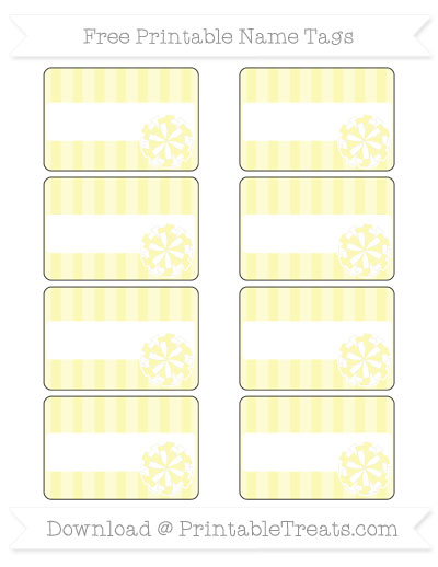 Free Pastel Light Yellow Striped Cheer Pom Pom Name Tags — Printable ...