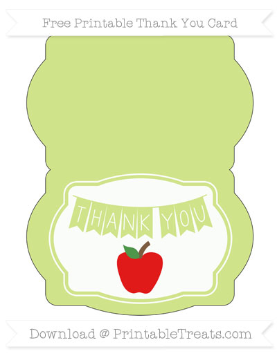 Pastel Lime Green Apple Thank You Card — Printable Treats.com