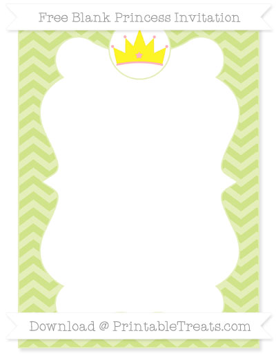Free Pastel Lime Green Chevron Blank Princess Invitation — Printable ...
