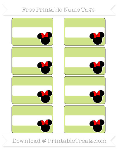 Free Pastel Lime Green Minnie Mouse Name Tags — Printable Treats.com