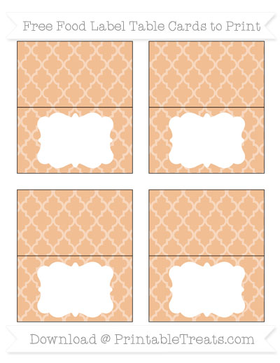 Free Pastel Orange Moroccan Tile Simple Food Labels — Printable Treats.com