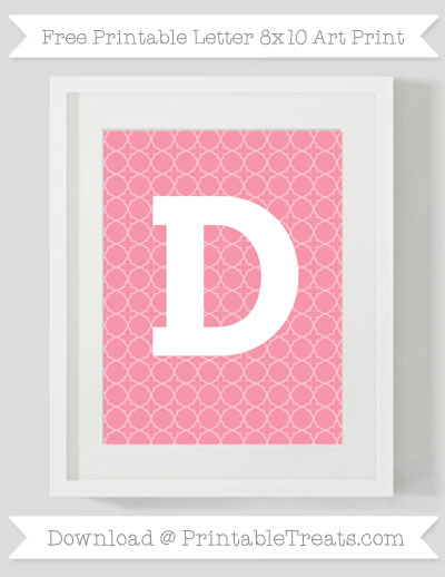 Pastel Pink Quatrefoil Pattern Letter D 8×10 Art Print — Printable ...