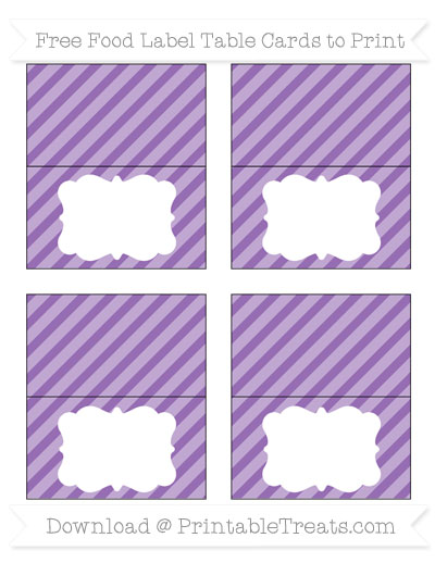 Free Pastel Plum Diagonal Striped Simple Food Labels — Printable Treats.com