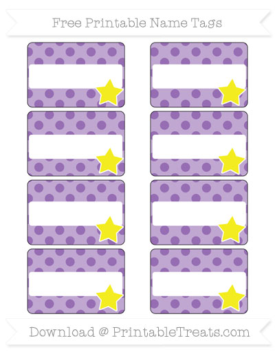 Free Pastel Plum Polka Dot Star Name Tags — Printable Treats.com