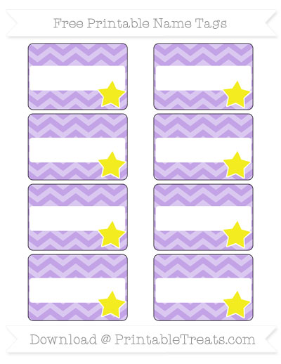 Free Pastel Purple Chevron Star Name Tags — Printable Treats.com