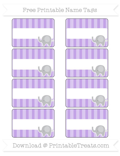 Free Pastel Purple Striped Elephant Name Tags — Printable Treats.com