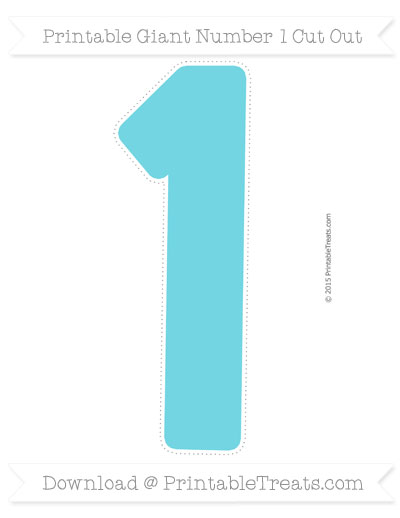 Pastel Teal Giant Number 1 Cut Out — Printable Treats.com