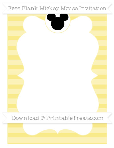 Free Pastel Yellow Horizontal Striped Blank Mickey Mouse Invitation ...