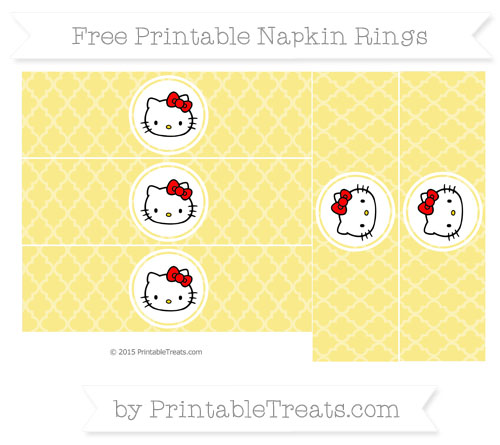 Free Pastel Yellow Moroccan Tile Hello Kitty Napkin Rings — Printable ...