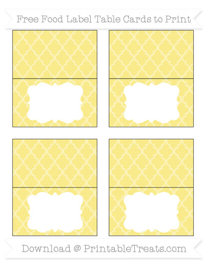 Free Pastel Yellow Moroccan Tile Simple Food Labels — Printable Treats.com