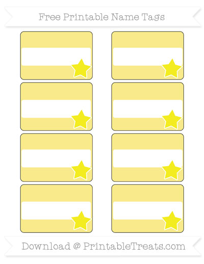 Free Pastel Yellow Star Name Tags — Printable Treats.com